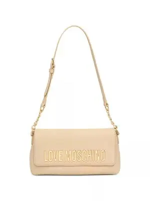 Moschino Logo-plaque Chain-link Shoulder Bag - Neutrals