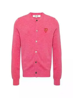 Comme Des Garçons Play Heart-patch Button-up Cardigan - Pink