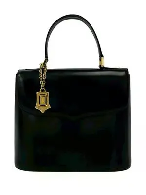 Saint Laurent 20th Century Leather Logo Charm Top Handle Bag Satchel - Black