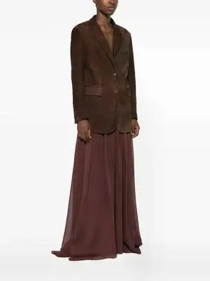 Tagliatore Cilian Suede Notched-lapels Jacket - Brown