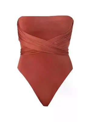 ME FUI Crossover Strapless Swimsuit - Orange