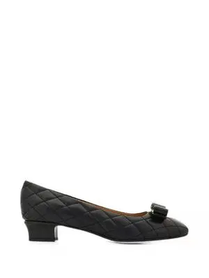 FERRAGAMO Quilted Nappa Leather Vara Bow Pumps