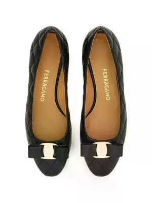 FERRAGAMO Quilted Nappa Leather Vara Bow Pumps