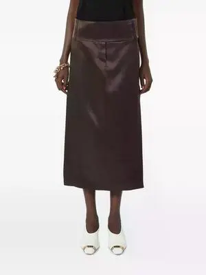 Max Mara Straight-fit Long Satin Skirt Chocolate - Brown