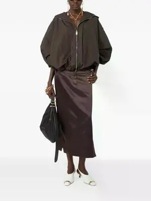Max Mara Straight-fit Long Satin Skirt Chocolate