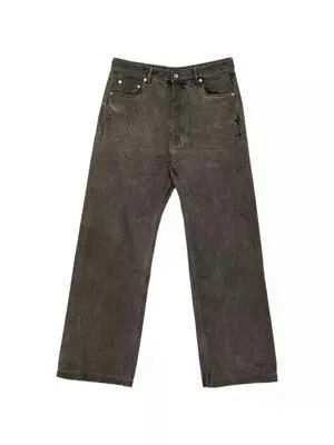 Rick Owens Faded Whiskered Wide Leg Jeans - Grey