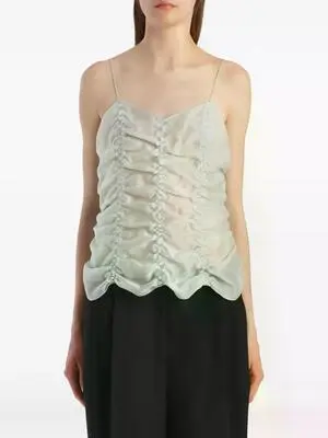 Khaite Inara" Ruched Voile Top - Green