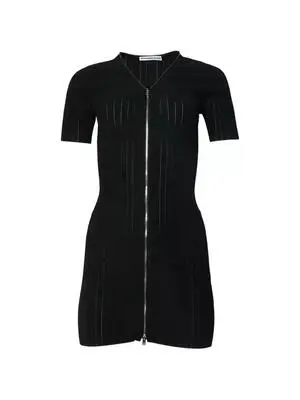 Alexander Wang Pointelle-knit V-neck Dress - Black