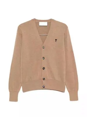AMI Paris De Coeur V-neck Cardigan - Neutrals