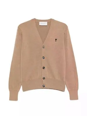 AMI Paris De Coeur V-neck Cardigan - Neutrals