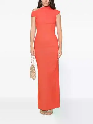 Solace London Arion Asymmetric High-neck Maxi Dress - Orange
