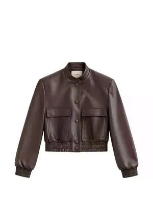 TWINSET Faux-leather Bomber Jacket With Pockets - Brown