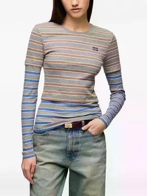 GANNI Long-sleeve Top In Double Stripe