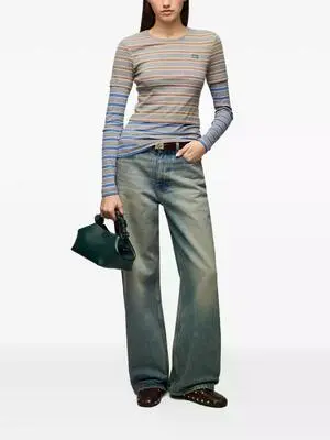 GANNI Long-sleeve Top In Double Stripe - Grey