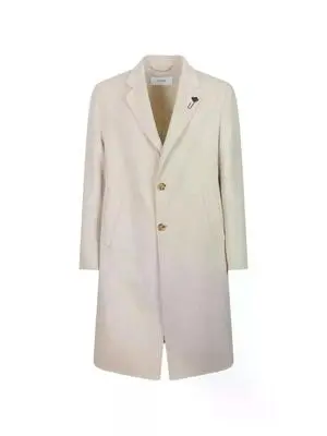 LARDINI Flower-pin Single-breasted Coat - Neutrals