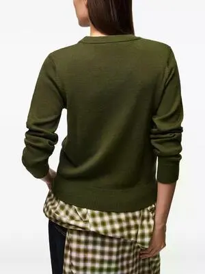 GANNI Jumper With Crochet Flower - Green