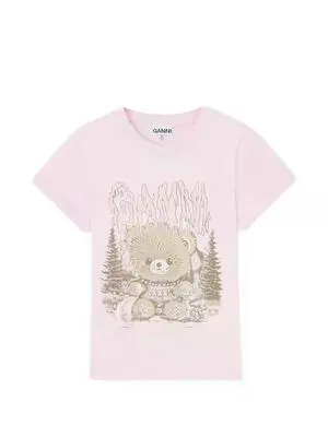 GANNI Baby-fit T-shirt With Forest Teddy - Pink