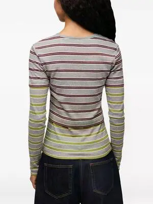 GANNI Long-sleeve Top In Double Stripe