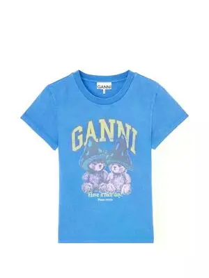GANNI Baby-fit T-shirt With Mushroom Teddy - Blue