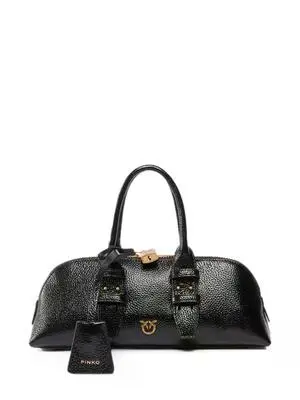 Pinko Escape Bag Horizontal Small Handbag In Tumbled Leather - Black