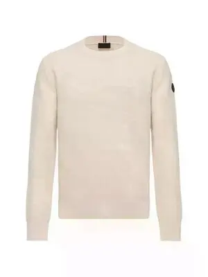 Moncler Logo Patch Waffle-knit Sweater - Neutrals