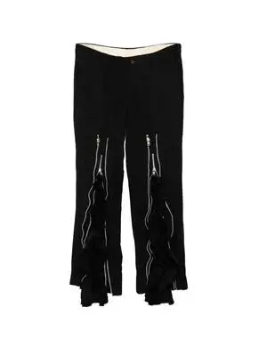 Comme Des Garçons Ruffled Zip-detail Trousers - Black