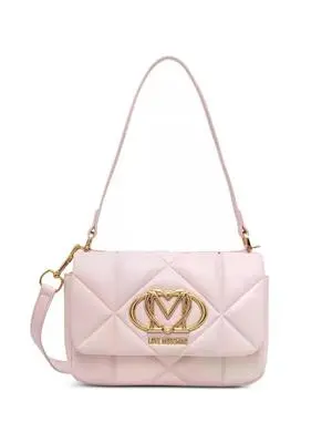 Moschino Quilted Logo-plaque Shoulder Bag - Pink