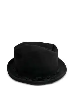 Yohji Yamamoto Ruffled-trim Fedora Hat - Black