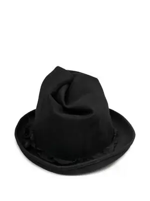 Yohji Yamamoto Ruffled-trim Fedora Hat - Black