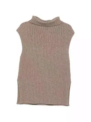 Eric Bompard Ribbed Sleeveless Vest - Brown