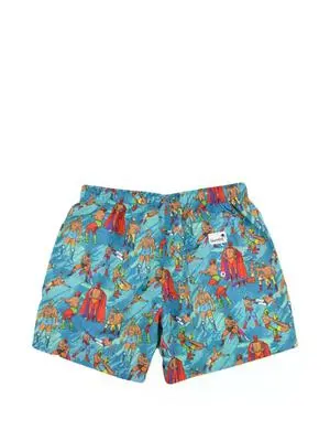 BOARDIES Wrestlers-print Swim Shorts - Blue