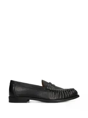 JULIE DEE Ruched Penny Loafers - Black