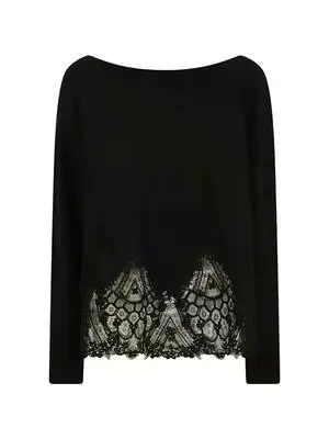 Ermanno Scervino Lace-trim Cashmere Sweater - Black
