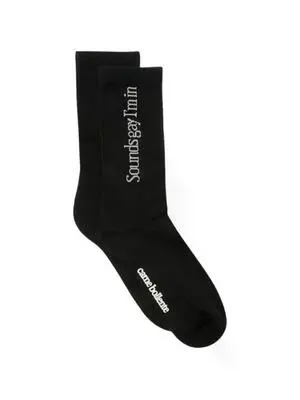 CARNE BOLLENTE Logo-embroidered Ribbed-knit Socks - Black