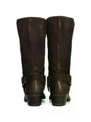 JULIE DEE Buckled Harness Biker Boots