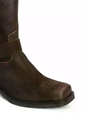 JULIE DEE Buckled Harness Biker Boots