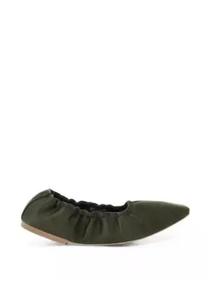 Aera Satin Square-toe Ballet Flats - Green