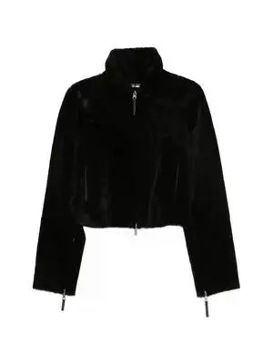UTZON Cropped Zip-up Reversible Jacket - Black