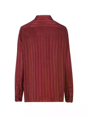 Saint Laurent Cassandre Lavallière Blouse In Striped Silk Jacquard