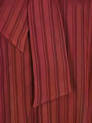 Saint Laurent Cassandre Lavallière Blouse In Striped Silk Jacquard
