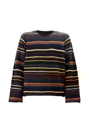 Sacai Horizontal-stripe Chest-pocket Sweater - Brown