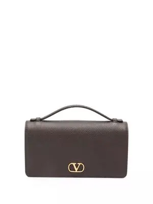 Valentino Garavani Vlogo Signature Leather Clutch Bag - Brown