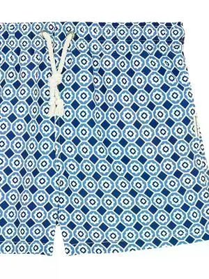 GASSA D AMANTE Trani Geometric-print Drawstring Shorts - Blue