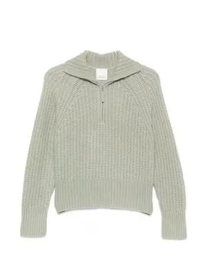 ALLUDE Ribbed-knit Zip-up Sweater - Green