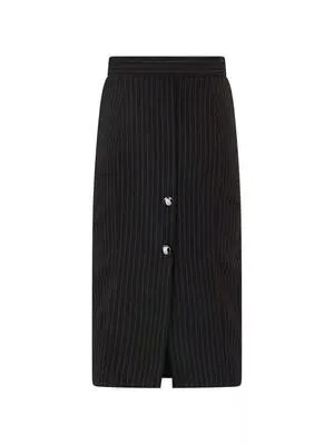 Elisabetta Franchi Pinstripe-pattern Button-detail Midi Skirt - Black