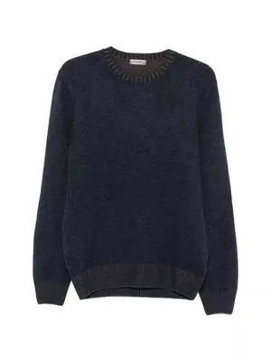 VENGERA Contrast Trim Crew Neck Sweater - Blue
