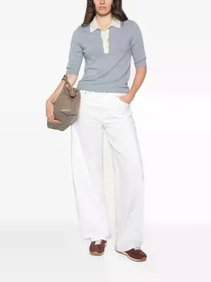 Eric Bompard Cashmere Two-tone Polo Top