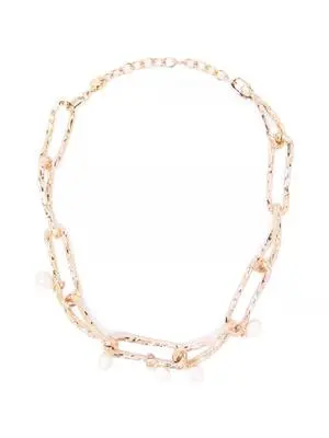TWINSET Pearl-embellished Hammered Necklace - Gold