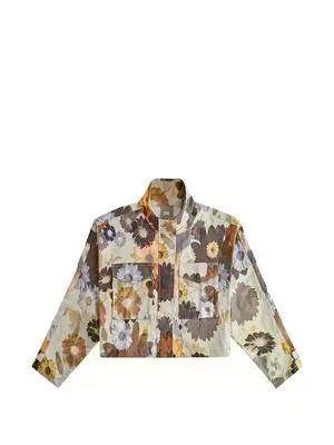 Kith Shiloh Cropped Floral-print Cropped Jacket - Grey