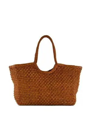 Dragon Diffusion Nantucket Cactus Woven Leather Tote Bag - Brown